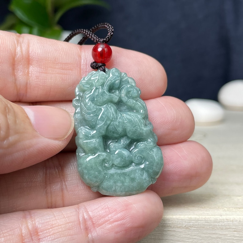 Real Green Jade Tiger Necklace, Chinese Zodiac Year of Tiger Charm ...