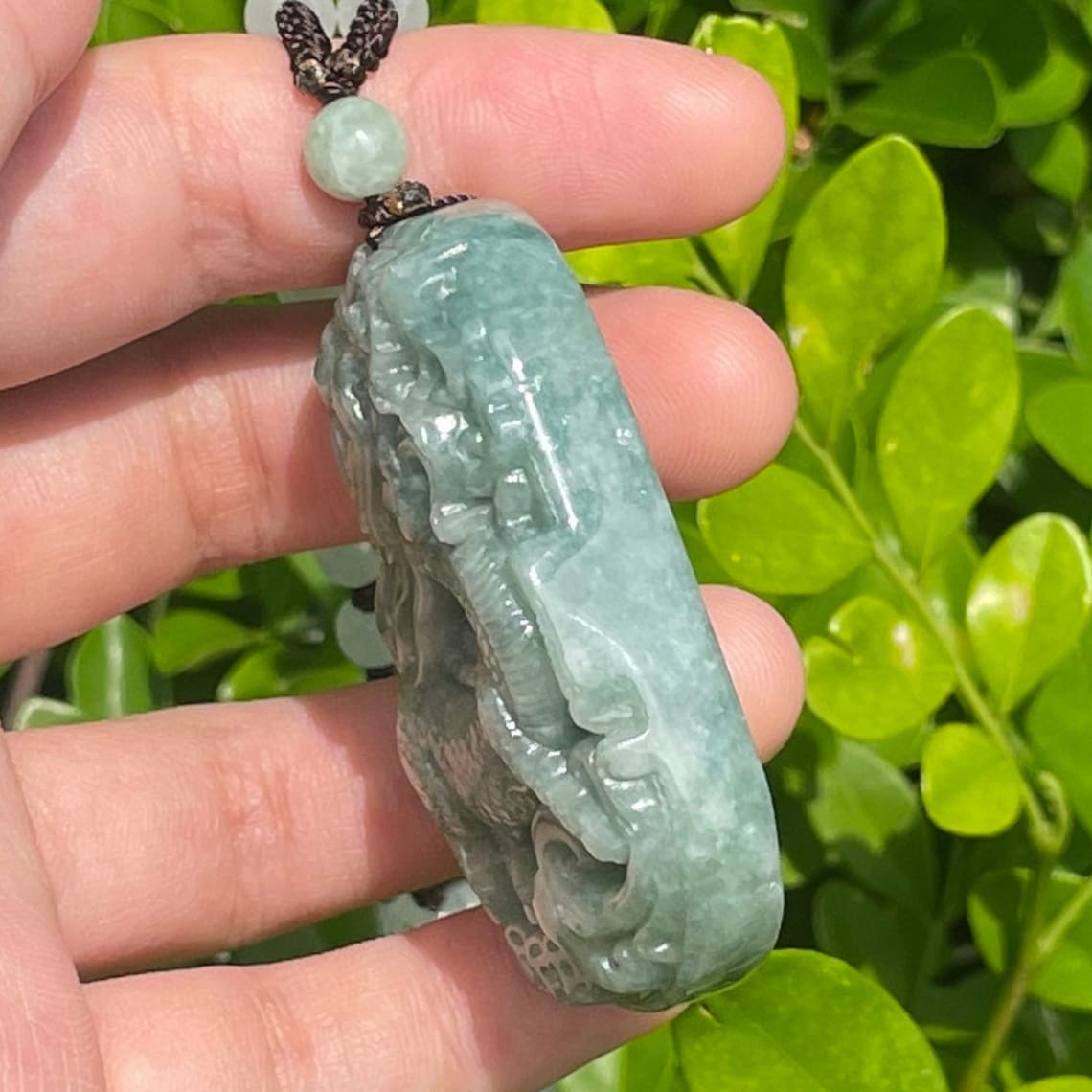 Real Jade Necklace Kirin Qilin Jadeite Carving Pendant - Etsy