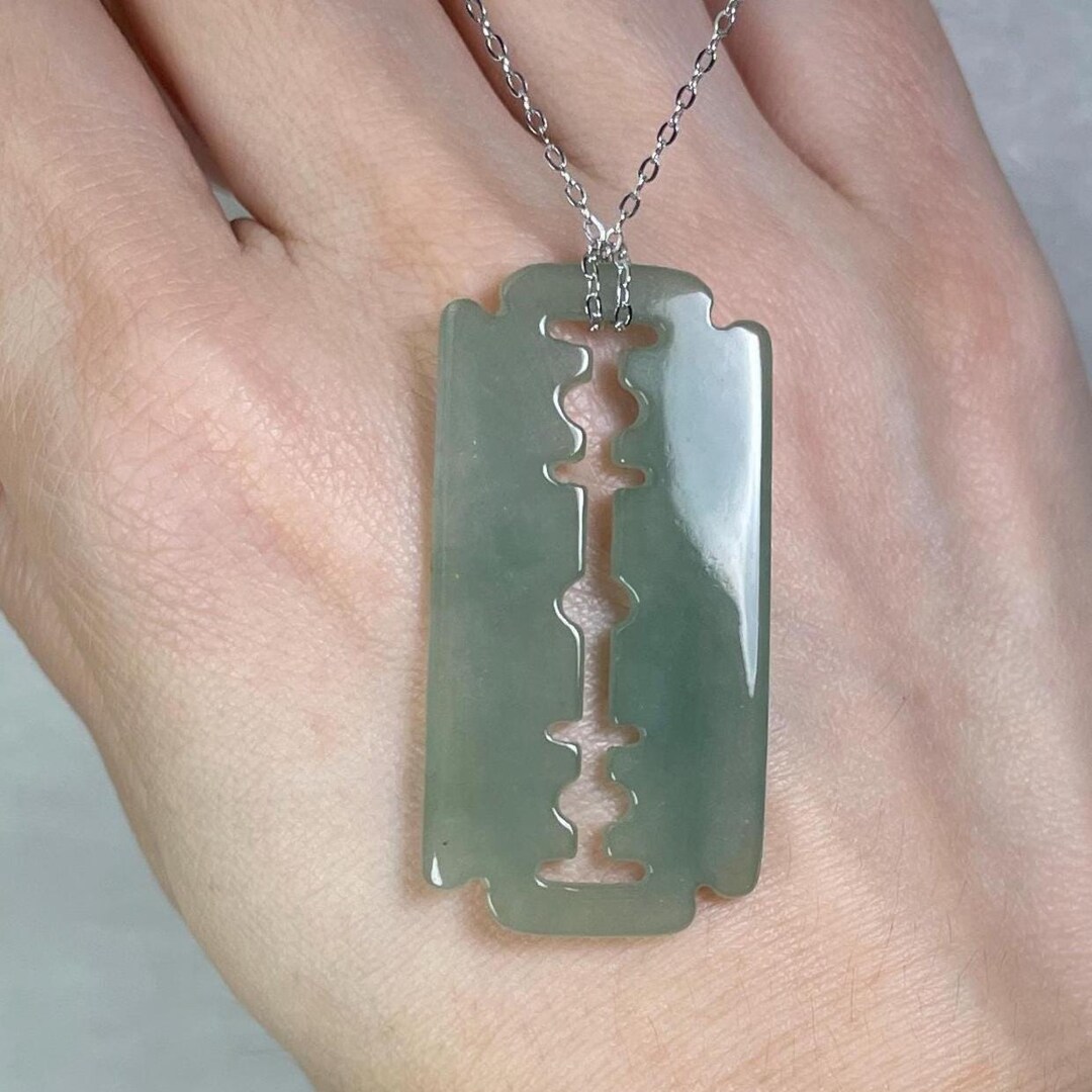 Pastel Green Nautral Grade A Jade Razor Blade Pendant: Authentic ...