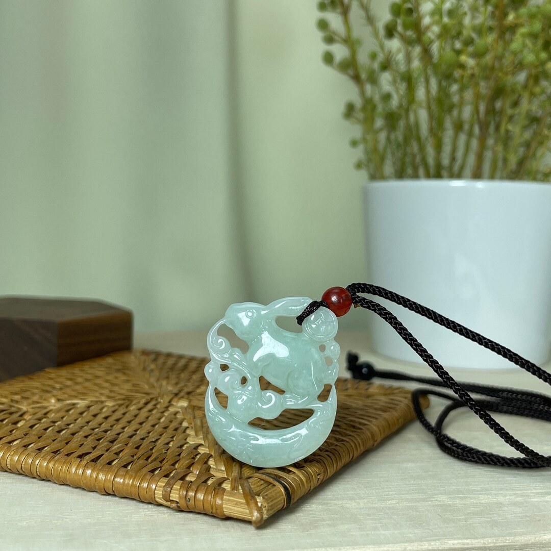 Year of the Rabbit 2023, Real Jade Bunny Charm, Chinese Zodiac Pendant ...