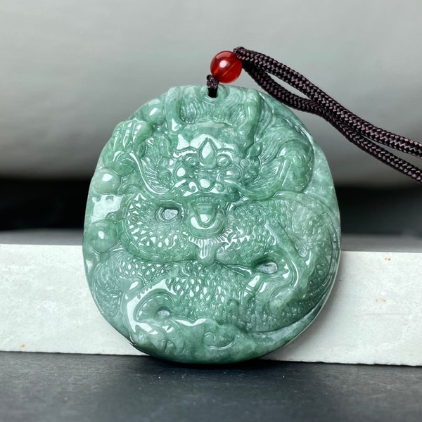 Jade Dragon Round Pendant - Etsy