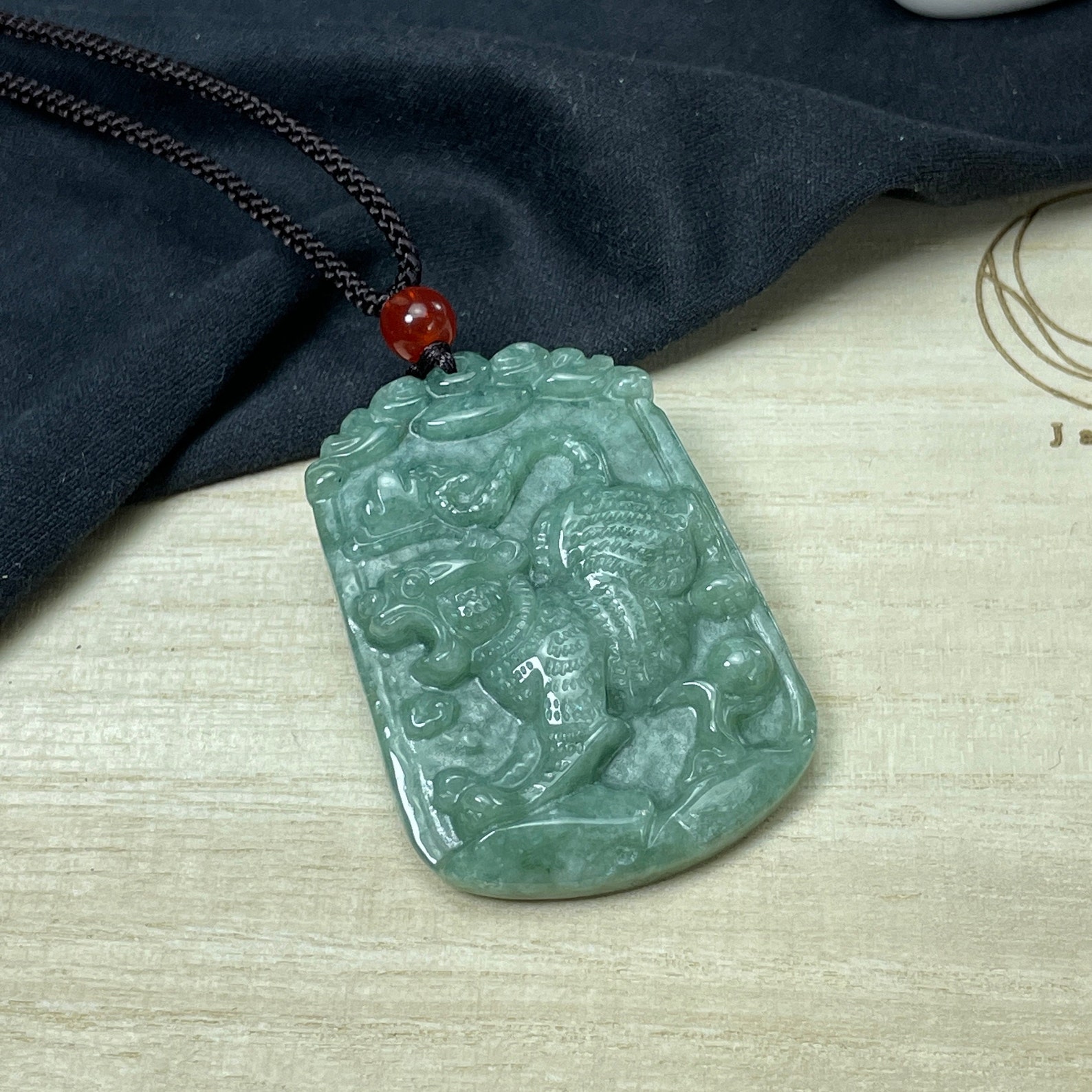 Real Jade Tiger Necklace, Chinese Zodiac Year of Tiger Charm ...