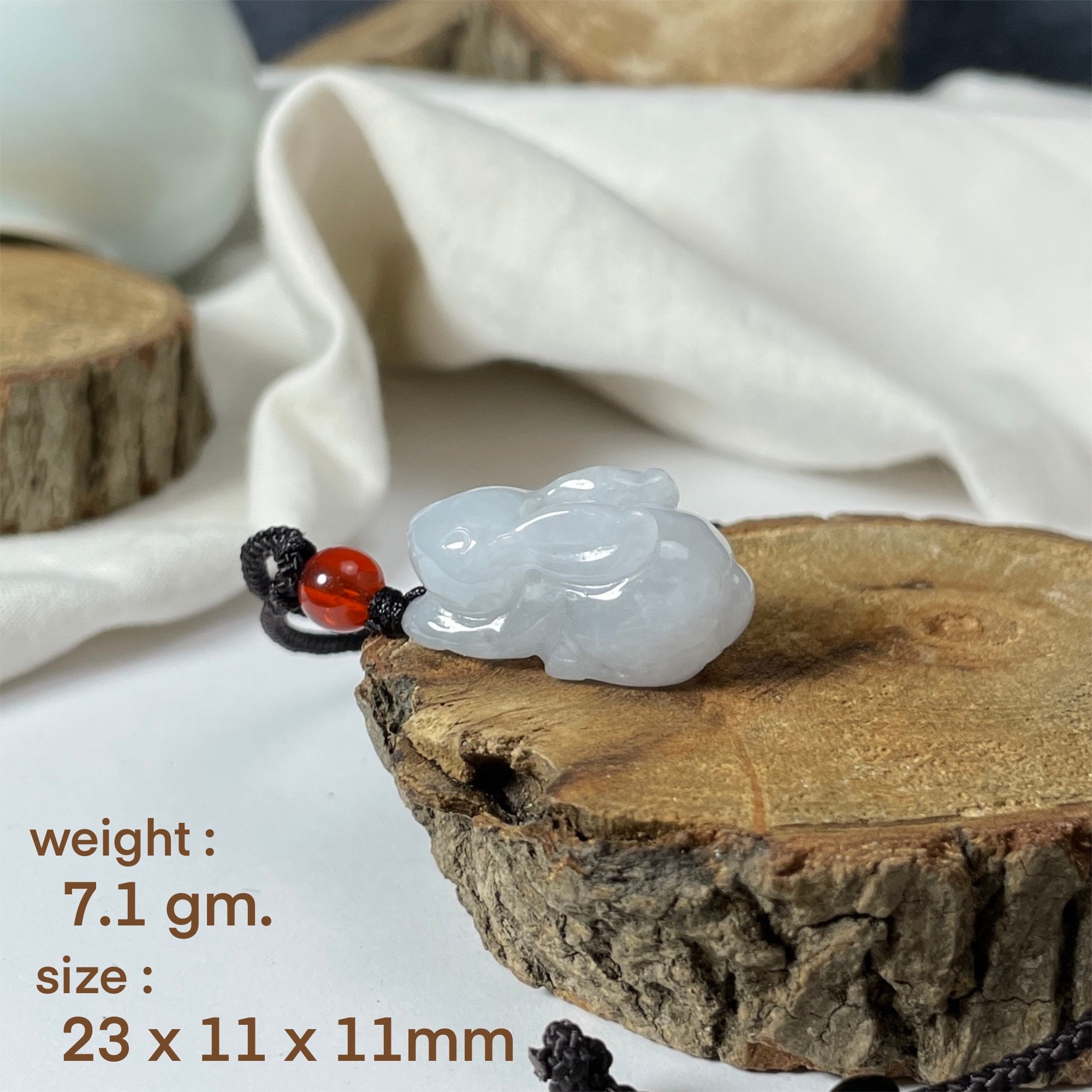 Year of the Rabbit 2023, Real Icy White Jade Bunny Charms Chinese ...
