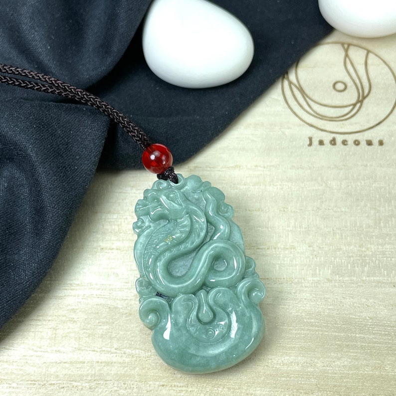Real Green Jade Snake Necklace Chinese Zodiac Year of Snake - Etsy