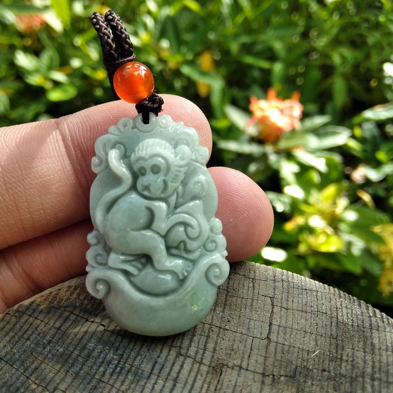 Real Authentic Jade Monkey Pendant Chinese Zodiac Year of - Etsy