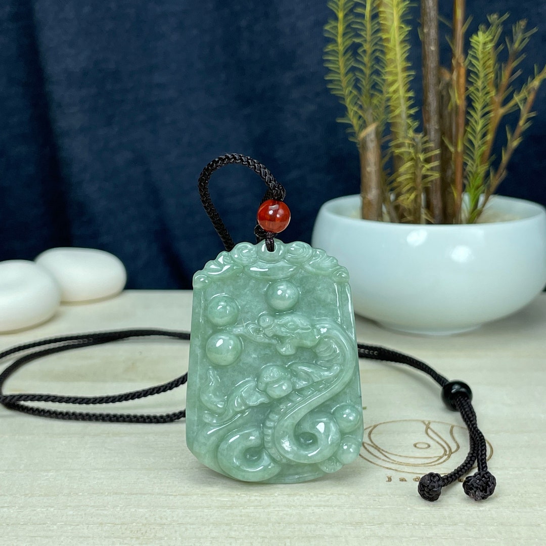 Authentic Jade Snake Necklace, Chinese Zodiac Year of Snake Pendant ...