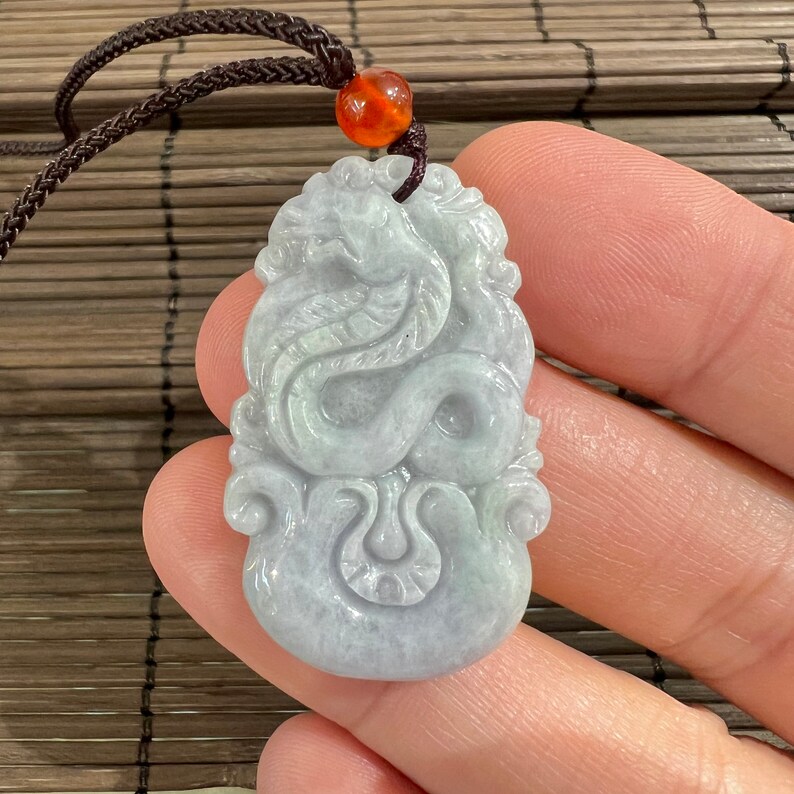 Real Green Jade Snake Necklace Chinese Zodiac Year of Snake - Etsy