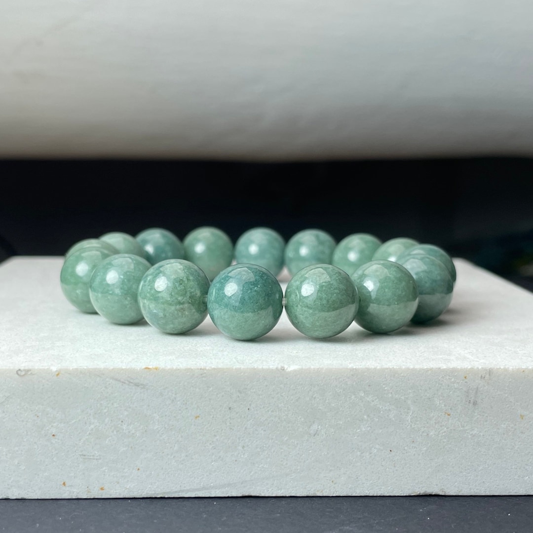Authentic Green Jade Bracelet Bangle, Real China Jadeite Beads ...