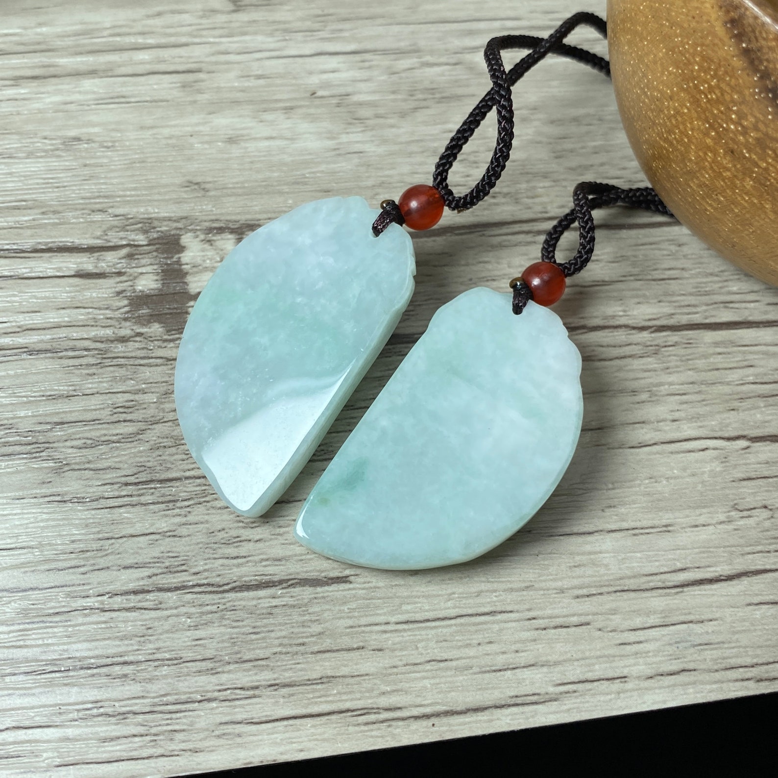 Authentic Jade Dragon Phoenix Pair Necklace, Real Jadeite Love Couple ...