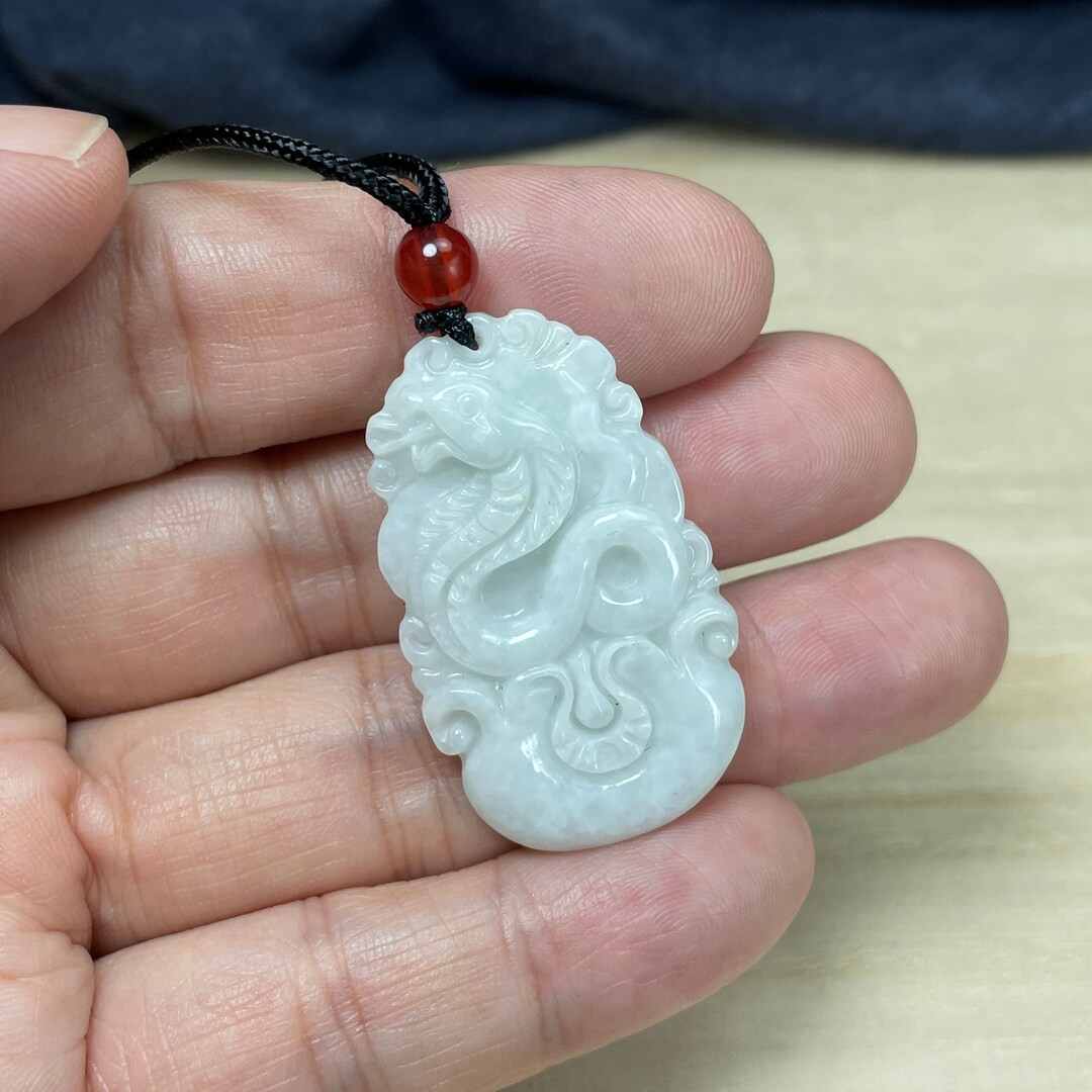 Real Green Jade Snake Necklace, Chinese Zodiac Year of Snake Charm ...