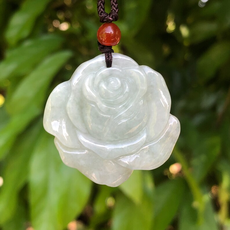 Natural Jade Flower Rose Pendant Elegant Handcrafted Vintage - Etsy