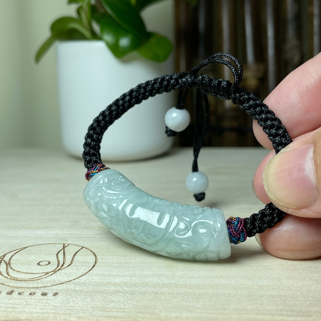 Authentic Jade Bracelet, Real Jadeite Carving Chinese Character Fu ...