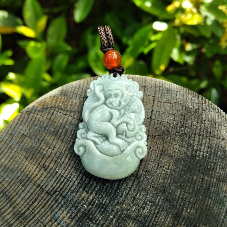 Real Authentic Jade Monkey Pendant Necklace Chinese Zodiac - Etsy