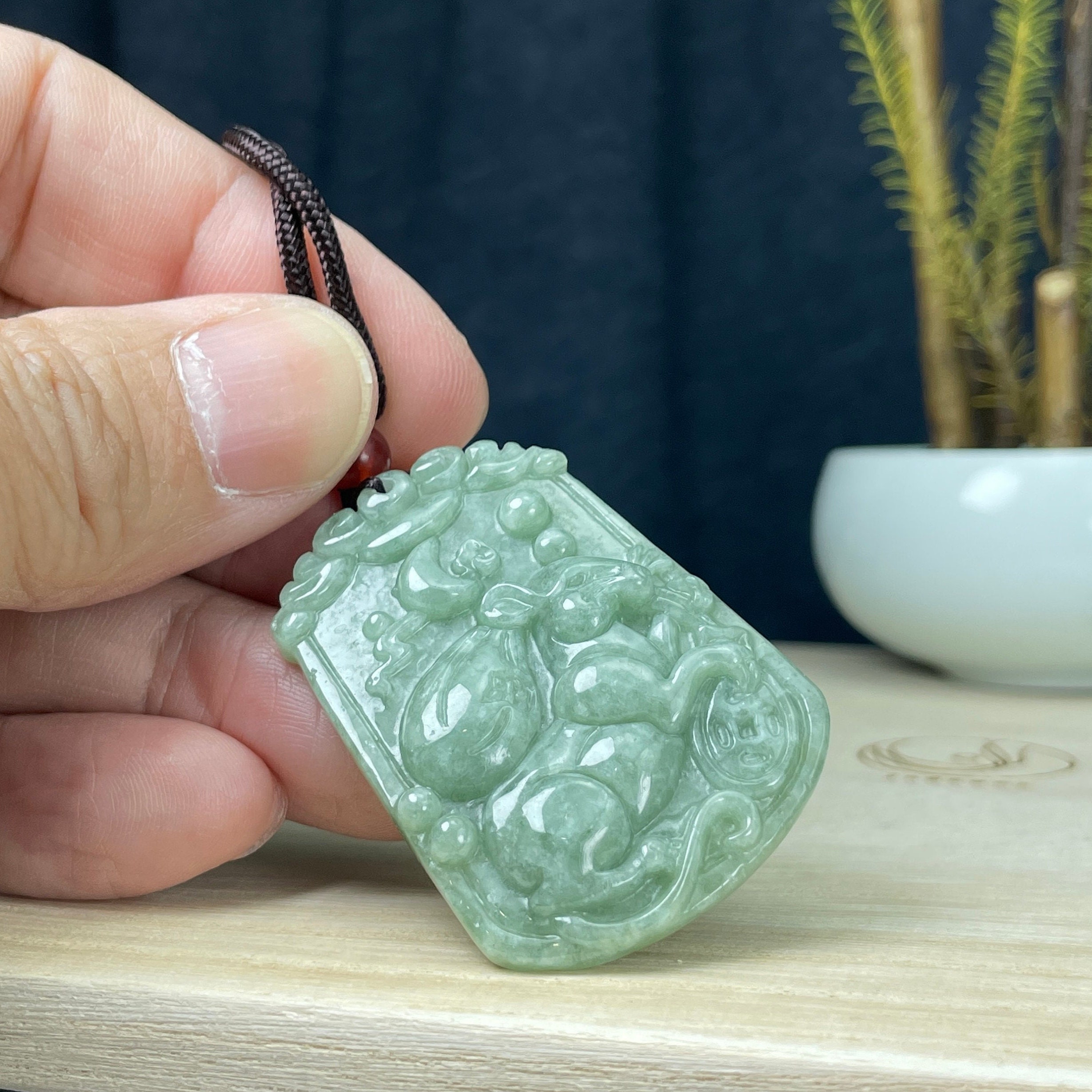 Real Green Jade Rat Necklace Personalized Engraved Named - Etsy