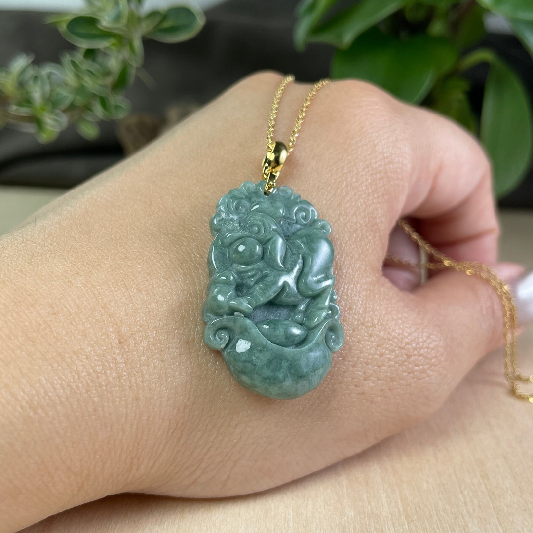 Jade Pig Pendant Necklace, Year of the Pig Pendant, Chinese Zodiac ...