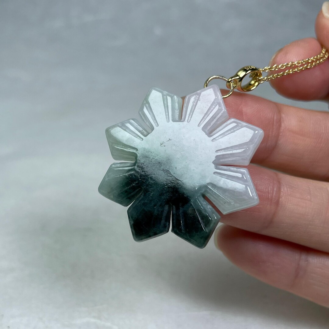 Real Green Jade Filipino Sun Necklace, Philippines Sun Pendant Jewelry ...