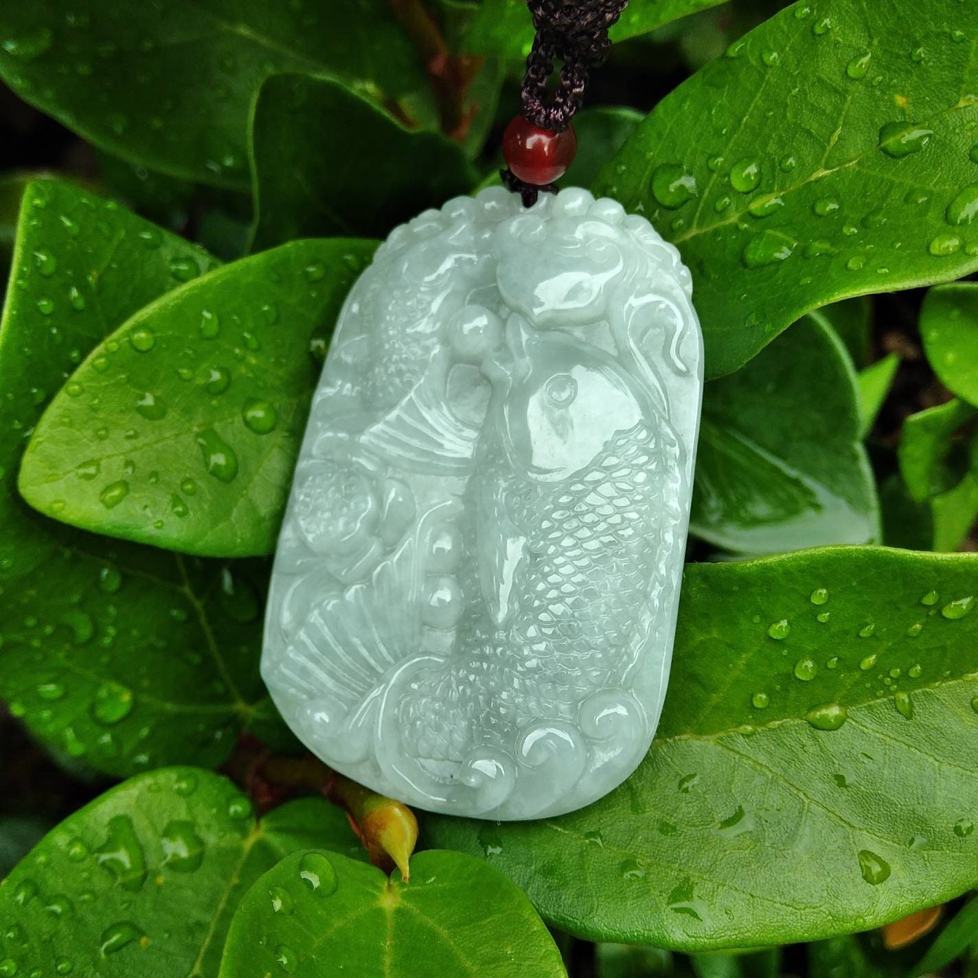 Real Green Jade Fish Necklace Chinese Koi Carp Pendant - Etsy