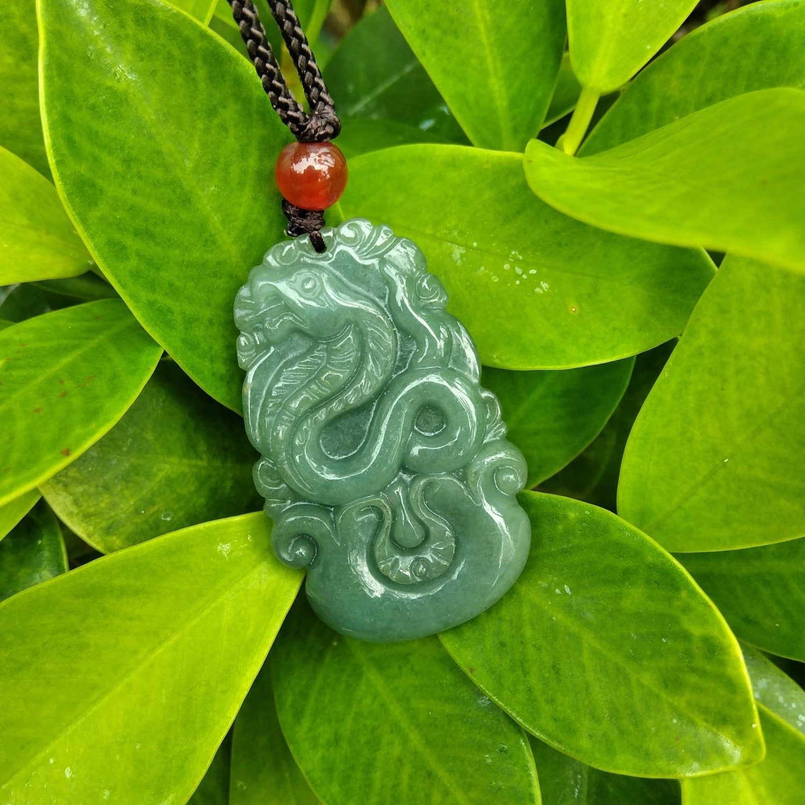Real Green Jade Snake Necklace Chinese Zodiac Year of Snake - Etsy