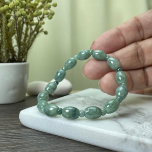 Authentic Jade Bracelet, China Style Beaded Elastic Bangle Jewelry ...