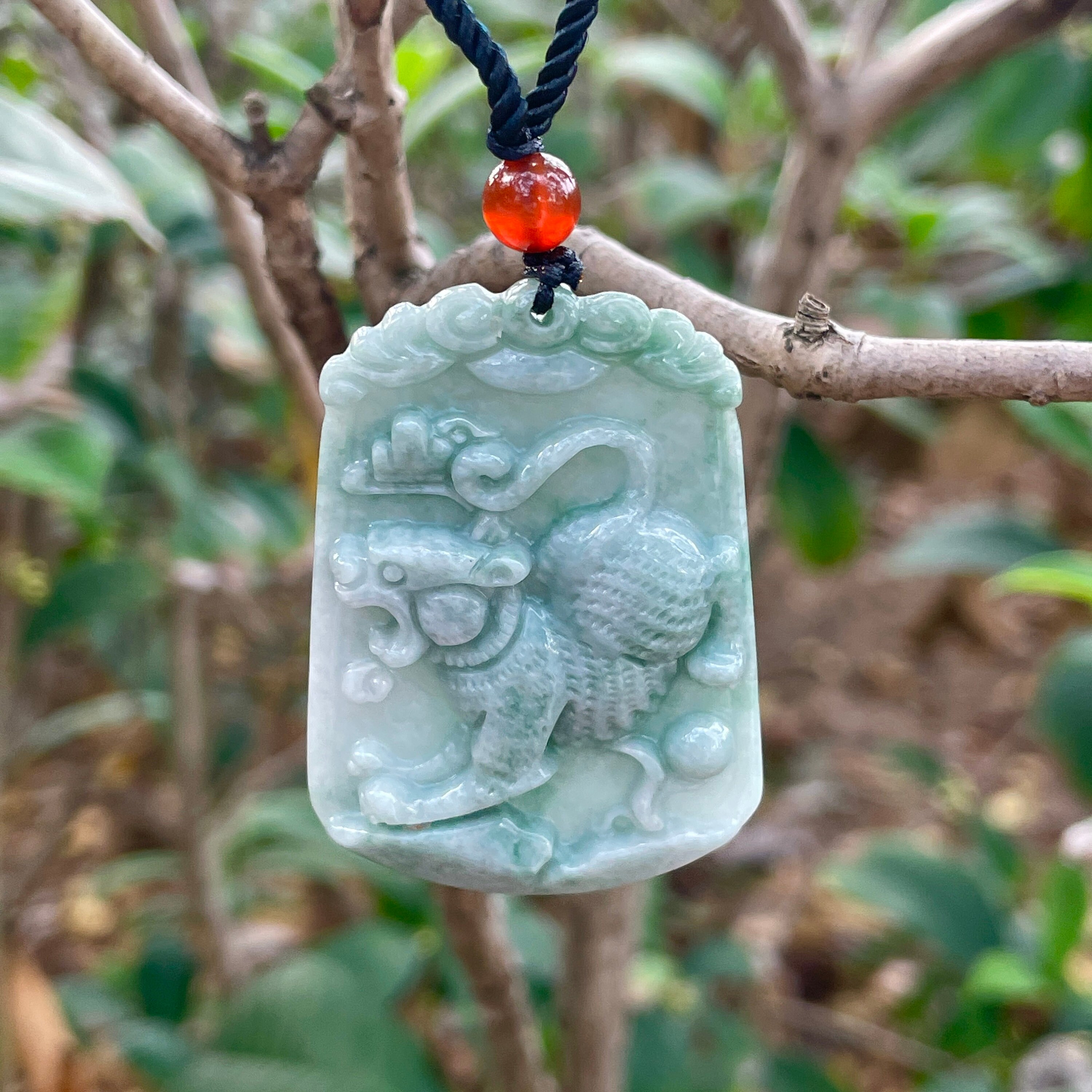 Real Jade Tiger Necklace Chinese Zodiac Year of Tiger Charm - Etsy