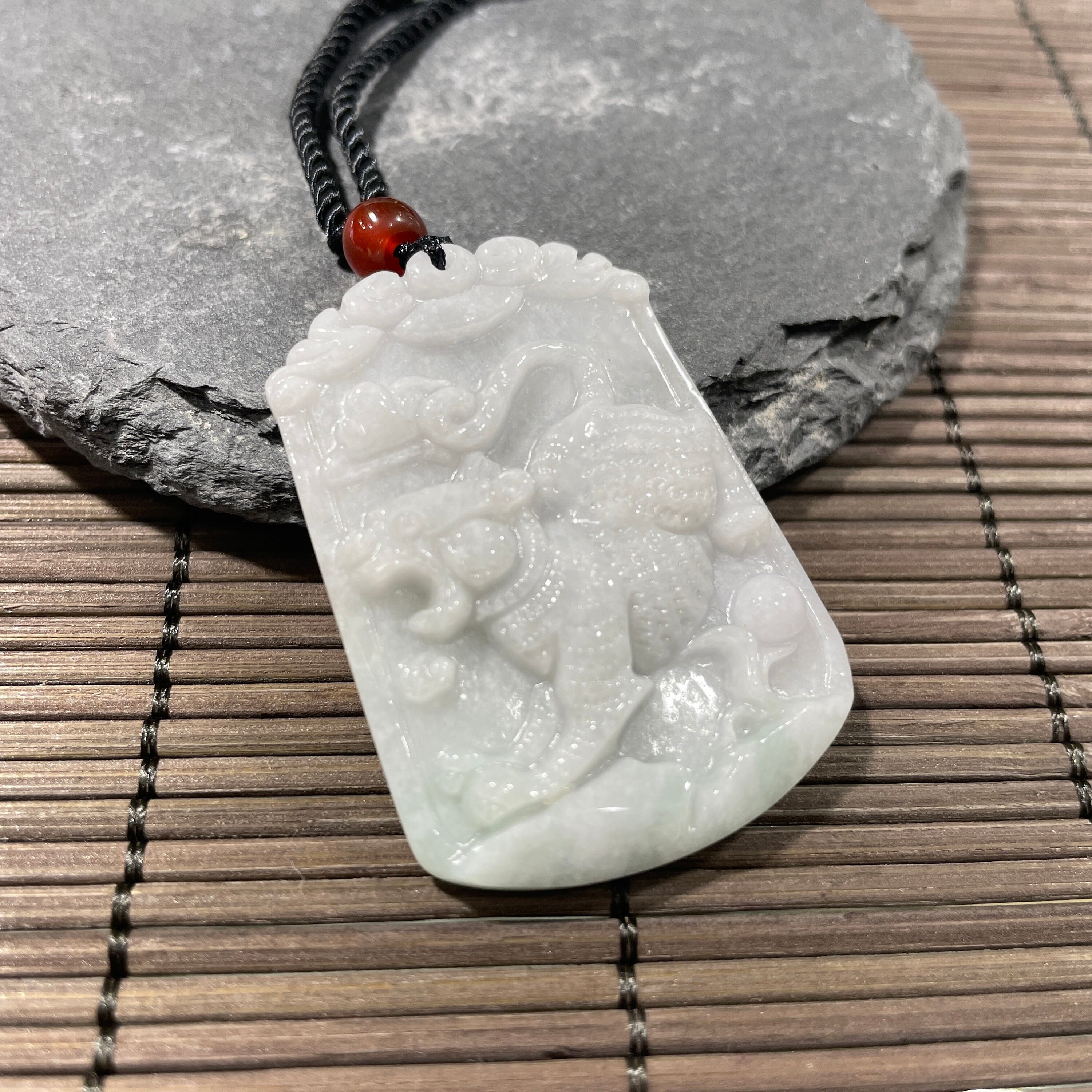 Real Jade Tiger Necklace Chinese Zodiac Year of Tiger Charm - Etsy