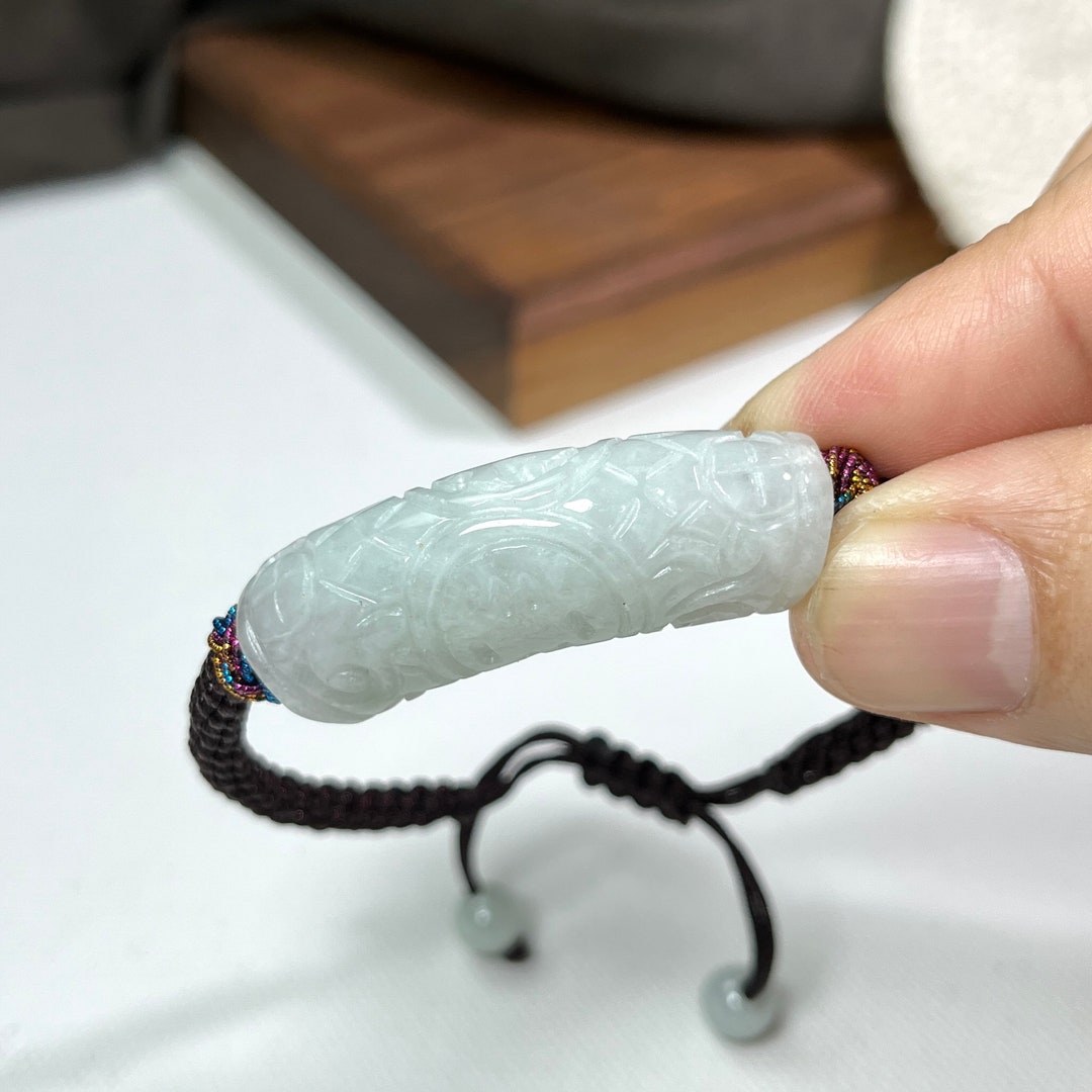 Authentic Jade Bracelet, Real Jadeite Carving Chinese Character Fu ...