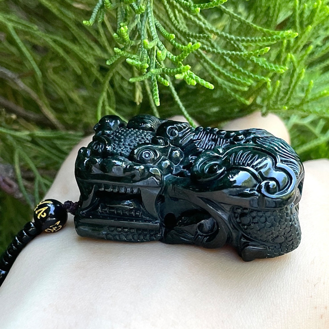 Real Black Jade Pixiu Piyao Couple Pair Matching Necklace, Chinese ...