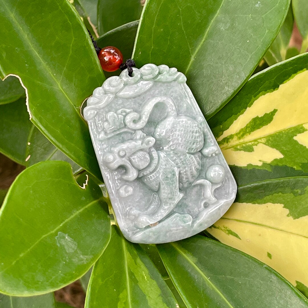 Real Jade Tiger Necklace, Chinese Zodiac Year of Tiger Charm ...