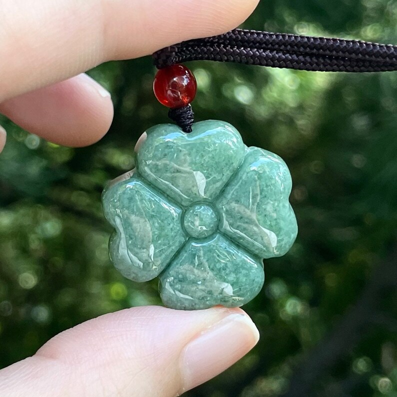 Authentic Green Jade Four-leaf Clover Necklace Lucky Cute - Etsy