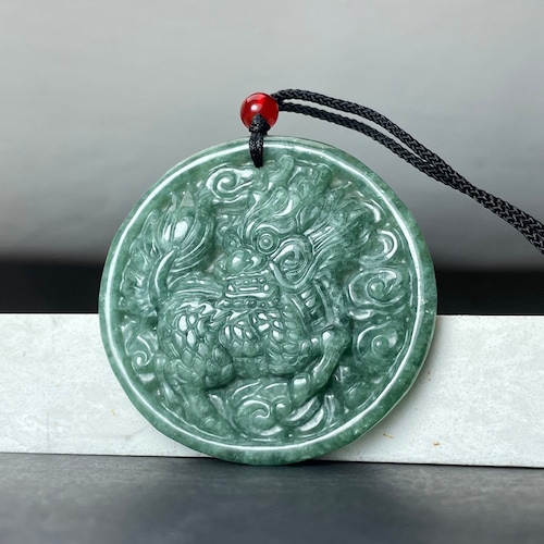Real Jade Necklace Kirin Qilin Jadeite Carving Pendant - Etsy