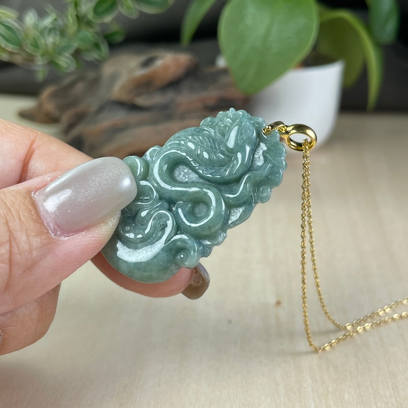 Year of the Snake Pendant, Real Jade Serpent Necklace, Chinese Zodiac ...