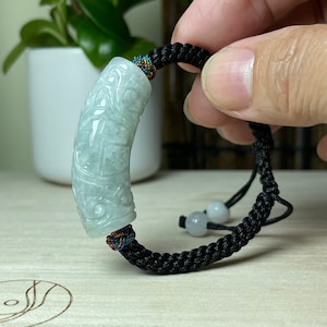 Authentic Jade Bracelet, Real Jadeite Carving Chinese Character Fu ...