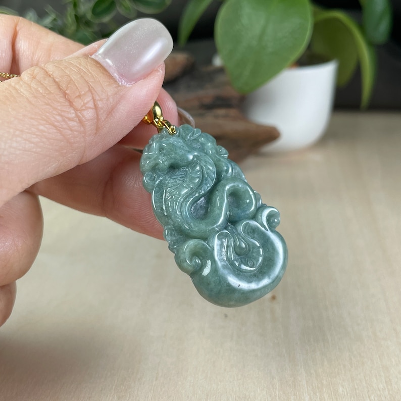Year of the Snake Pendant, Real Jade Serpent Necklace, Chinese Zodiac ...