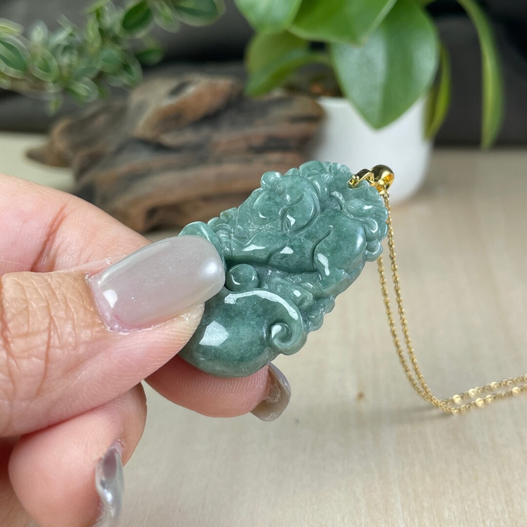 Year of the Pig Pendant, Real Jade Piglet Necklace, Chinese Zodiac ...