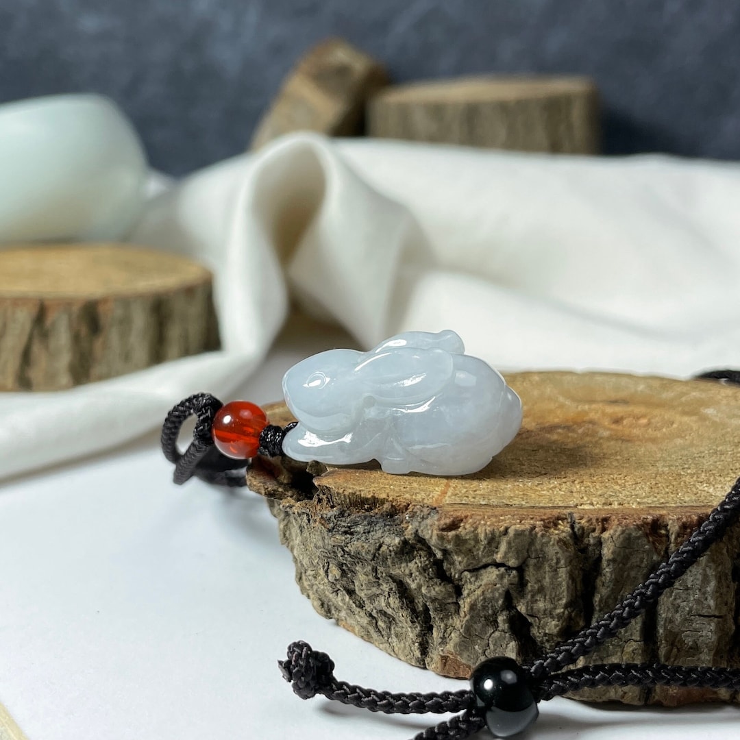 Year of the Rabbit 2023, Real Icy White Jade Bunny Charms Chinese ...