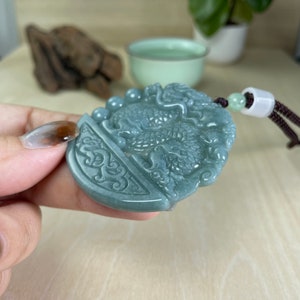 Green Jade Dragon Necklace, Jade Year of the Dragon Pendant Statue ...