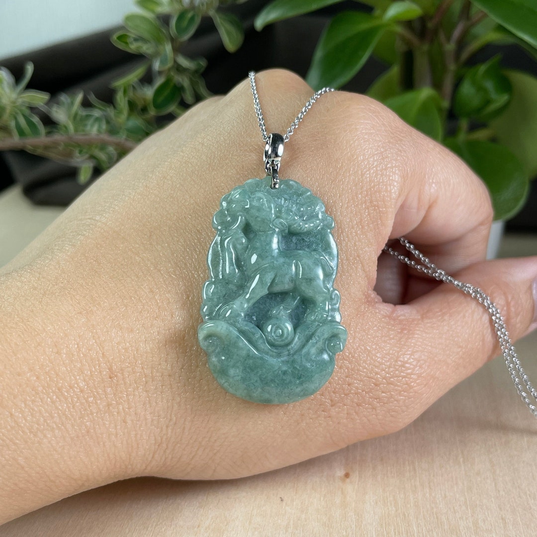 Jade Goat Pendant Necklace, Year of the Goat Sheep Lamb, Chinese Zodiac ...