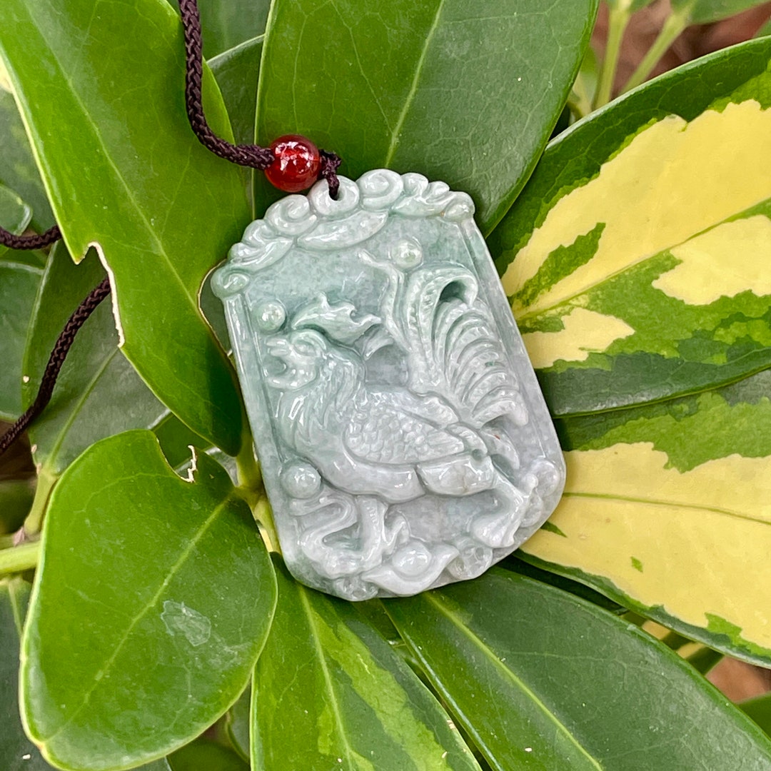 Real White Jade Rooster Pendant, Chinese Zodiac Year of Rooster Chicken ...