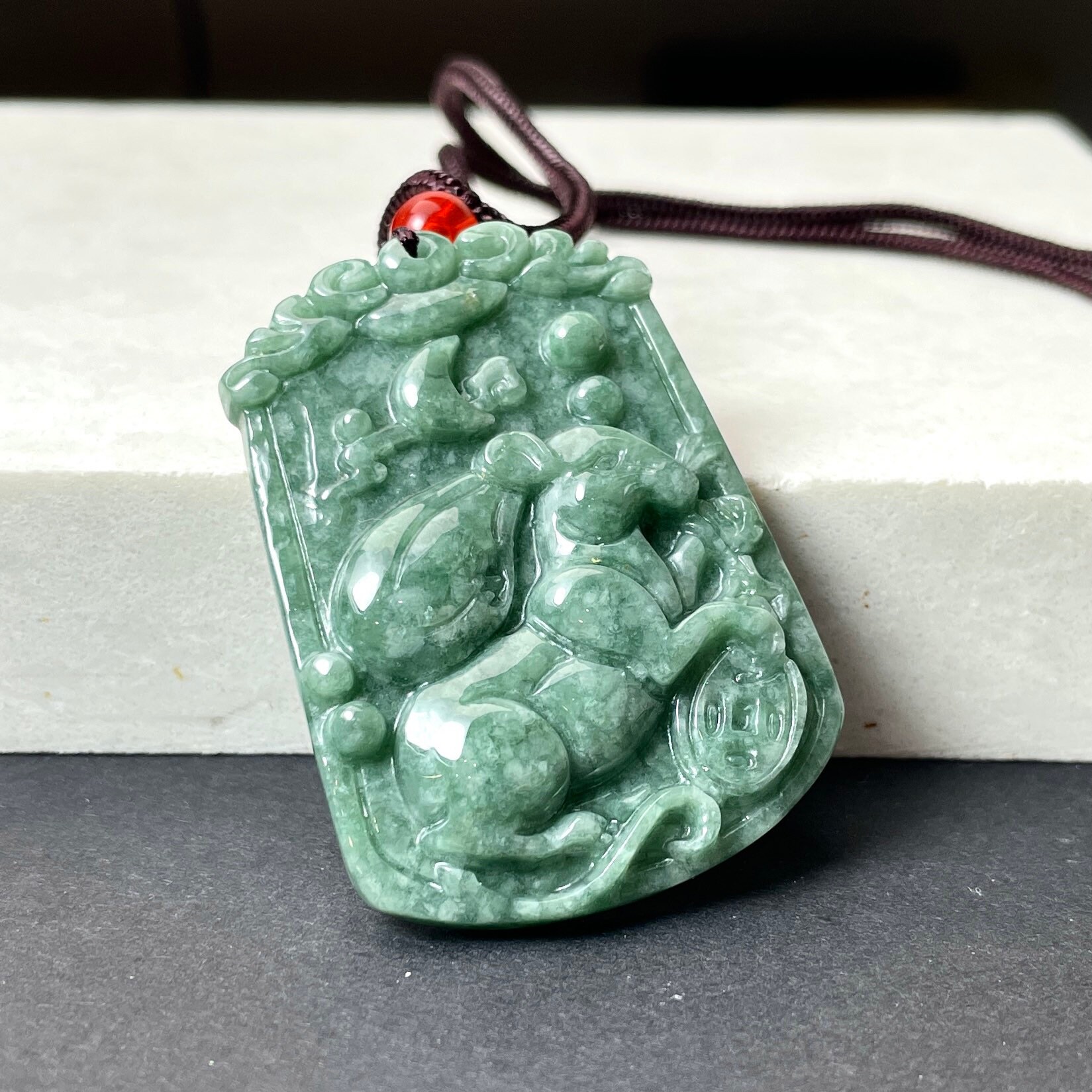 Real Green Jade Rat Necklace Personalized Engraved Named - Etsy