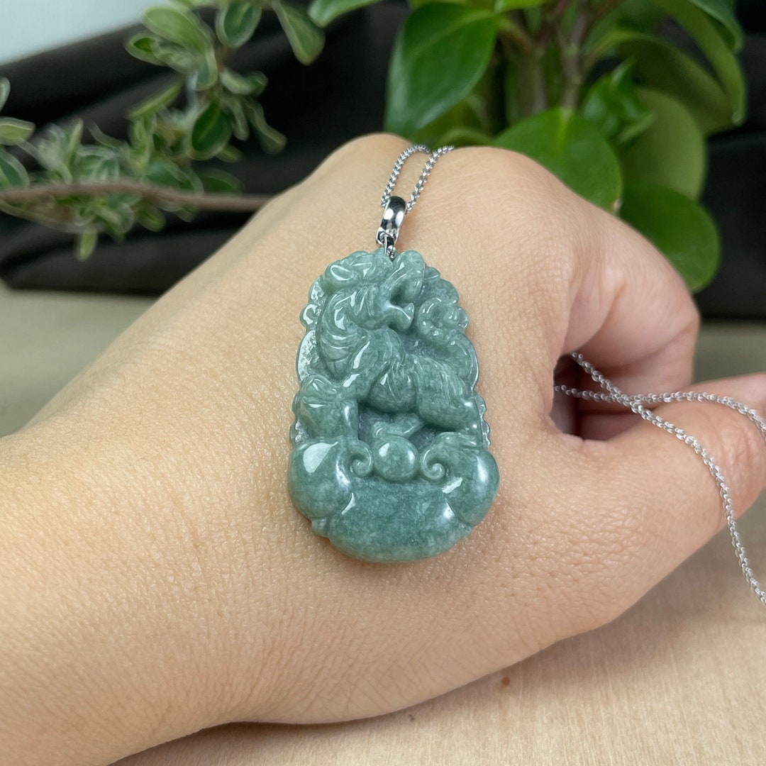 Jade Tiger Pendant Necklace, Year of the Tiger, Chinese Zodiac Charm ...