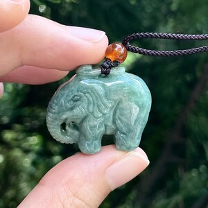 Jade Elephant Necklace, Real Green Carve Elephant Gift Jewelry, Jumbo ...
