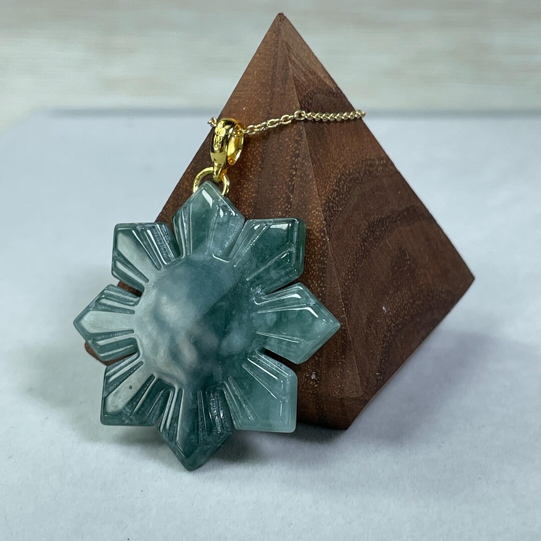Real Green Jade Filipino Sun Necklace, Philippines Sun Pendant Jewelry ...