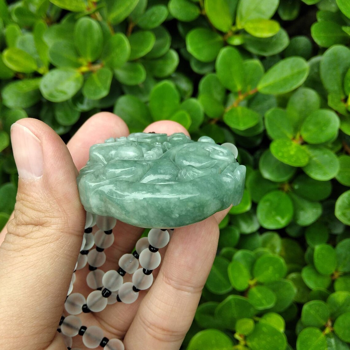 Real 2-sided Carving Kirin Qilin Green Jade Necklace, Type A Jadeite ...