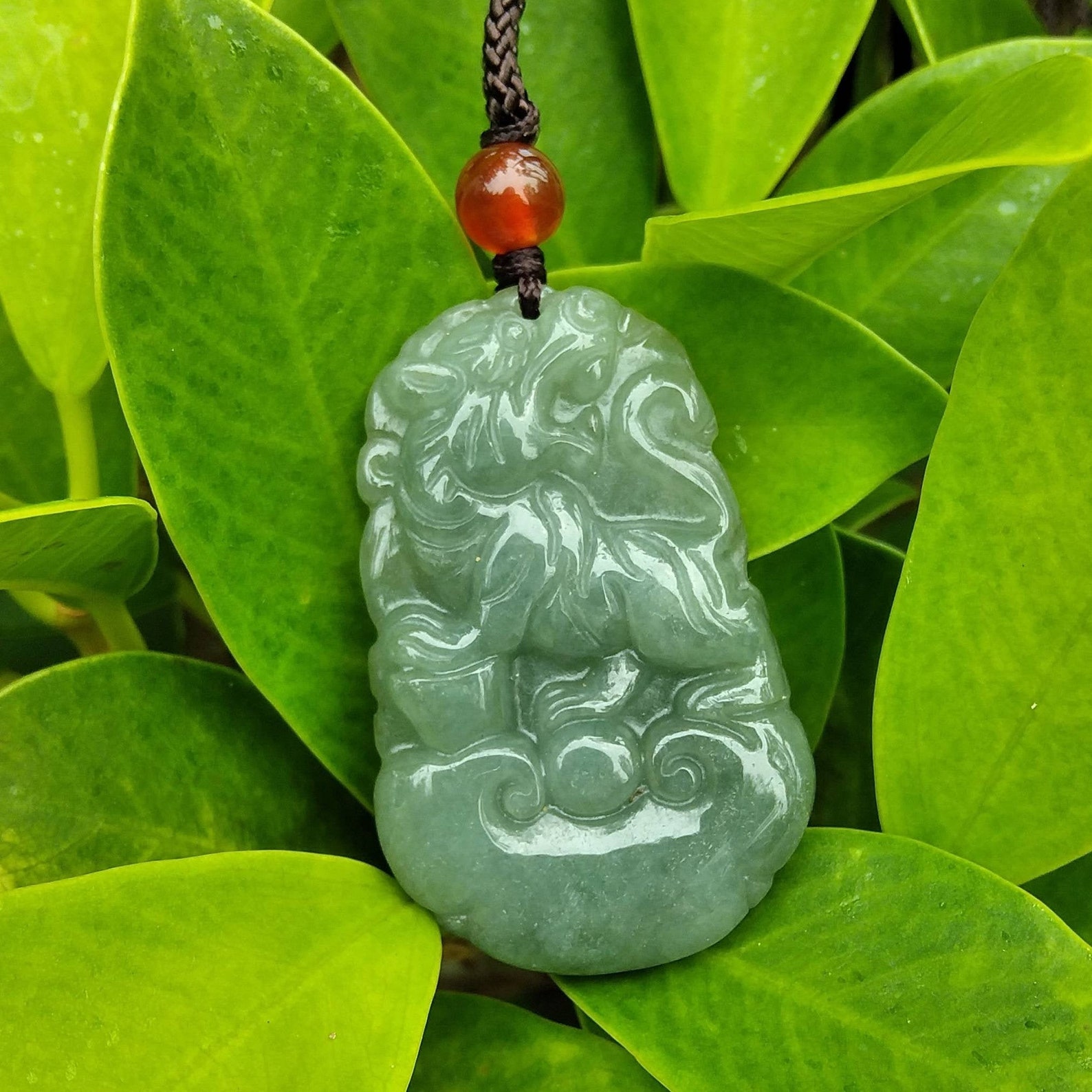 Real Green Jade Tiger Necklace Chinese Zodiac Year of Tiger - Etsy