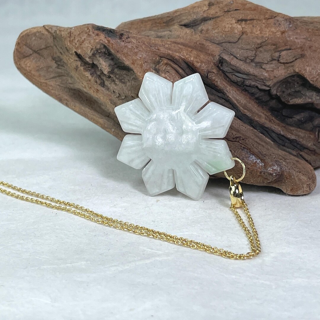 CUSTOM ORDER: Authentic Jade Filipino Sun Necklace, White Green ...