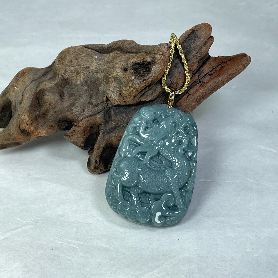 Real Green Jade Qilin Pendant Necklace: 925 Silver, Chinese Lucky Charm ...