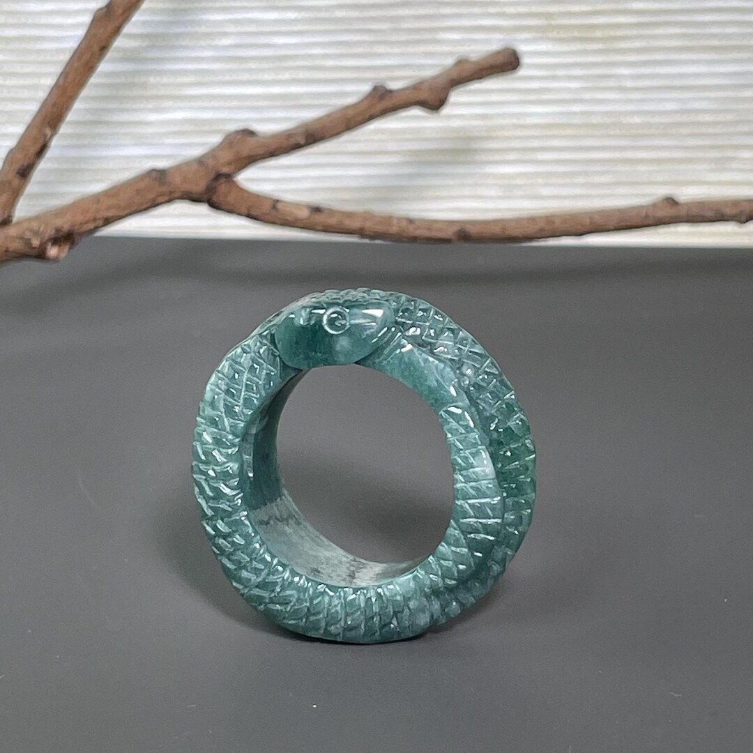 Real Jade Carving Snake Ring: Infinity Jadeite Band, Chinese Zodiac ...