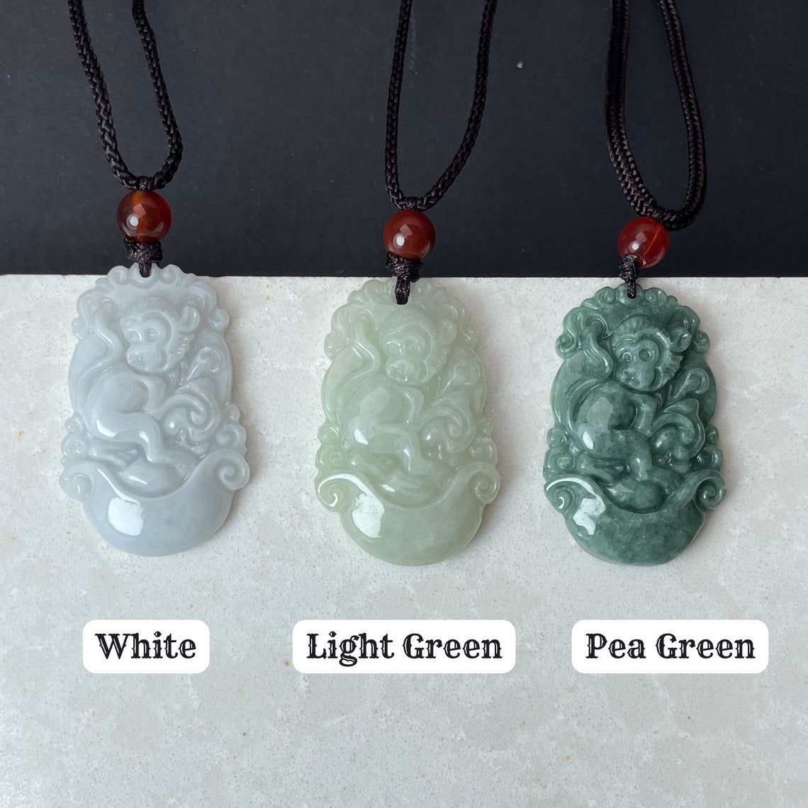 Real Authentic Jade Monkey Pendant Chinese Zodiac Year of - Etsy