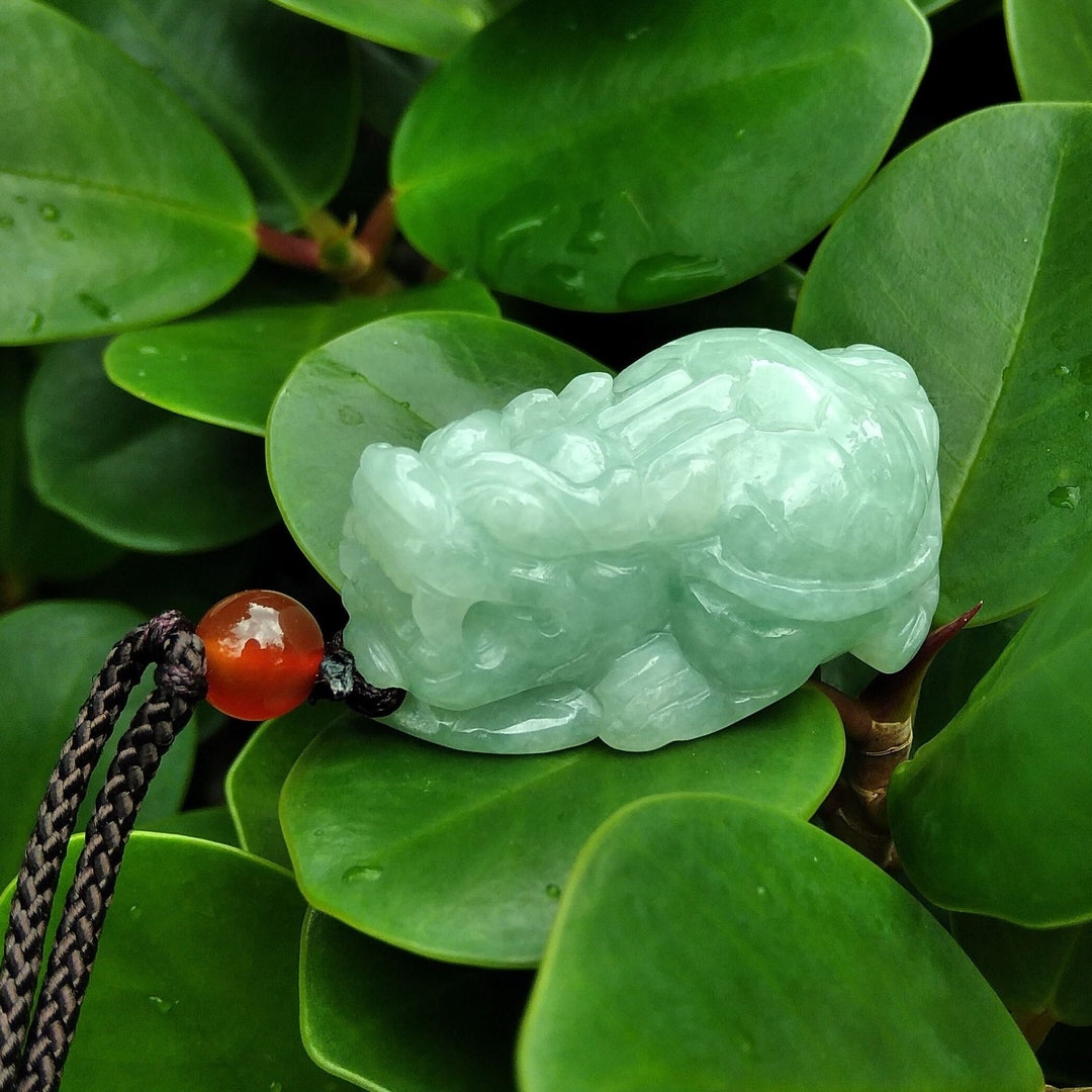 Genuine Green Jade Dragon Head Turtle Necklace, Ancient Chinese Carving ...