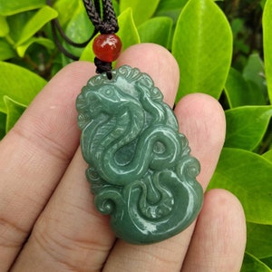 Real Green Jade Snake Necklace Chinese Zodiac Year of Snake - Etsy